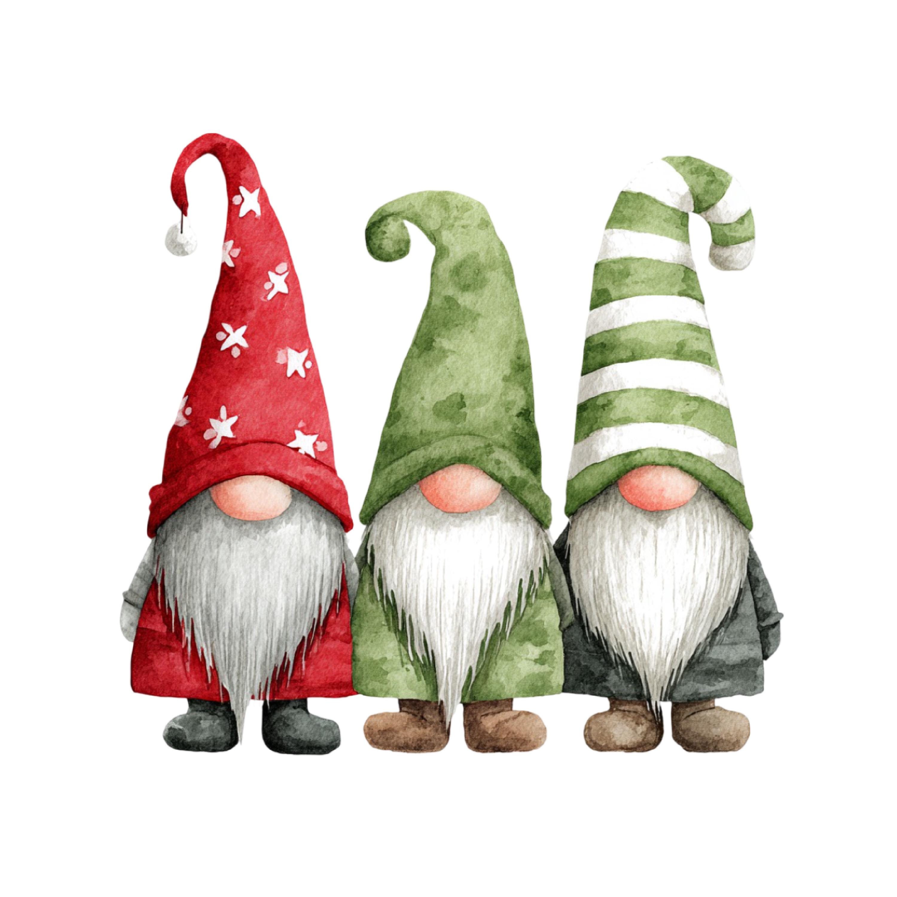 Christmas Gnomes Watercolor Clipart: Cute Holiday PNG Images (digital ...