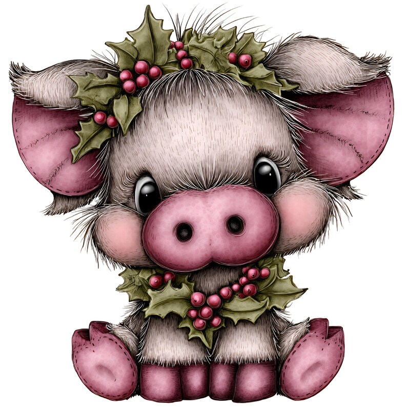Farm Animals Christmas Clipart – Rustic Holiday PNG Set (instant ...