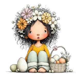 Watercolor Easter Kids Illustration Set: Spring Holiday Character Art ...
