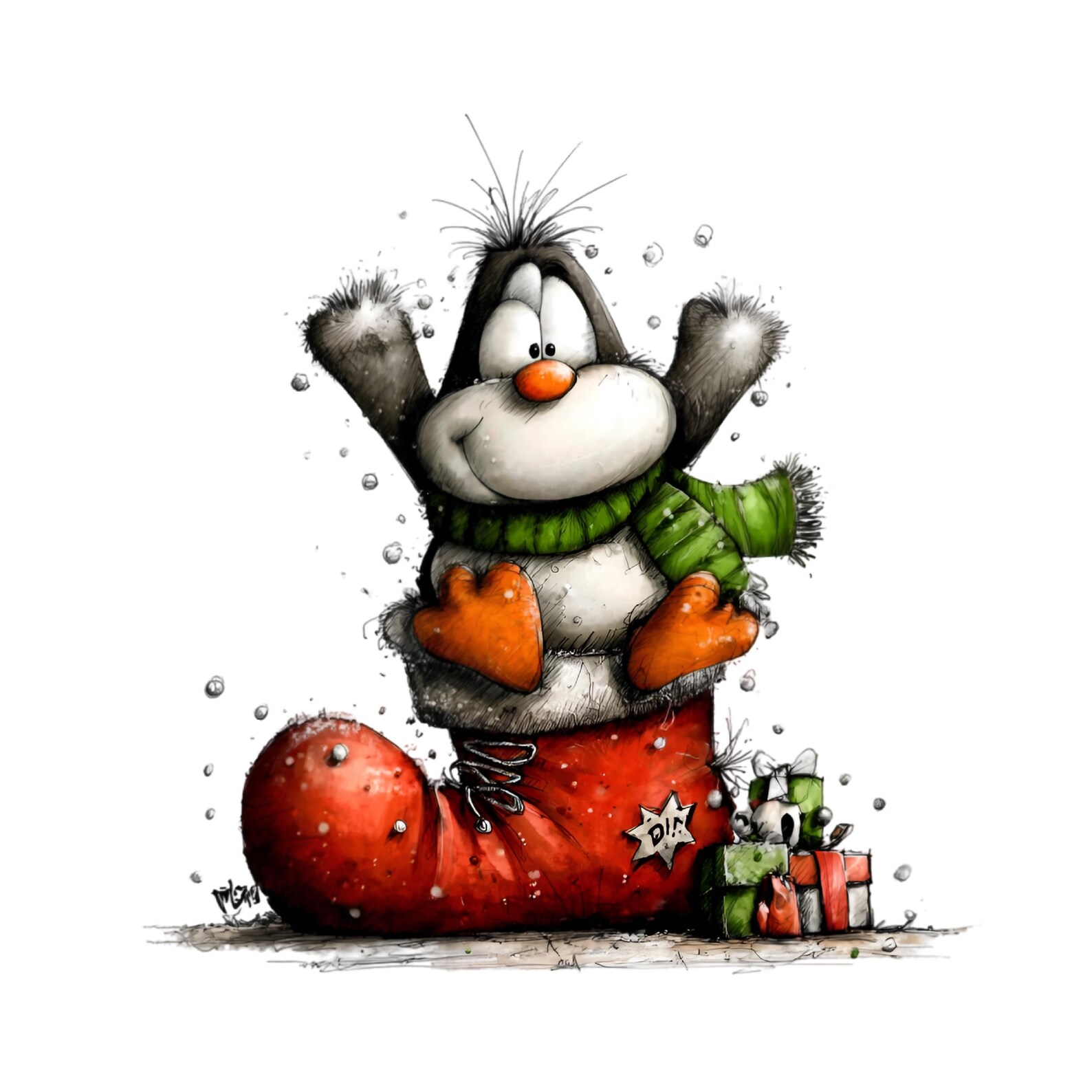 Christmas Penguin Clipart – Cute Holiday Winter PNG Set (digital ...