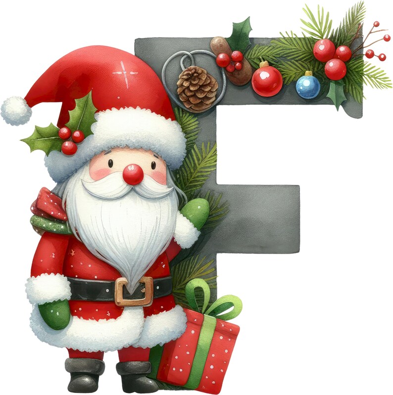 Christmas Alphabet Clipart PNG: Festive Number Set (digital Download ...