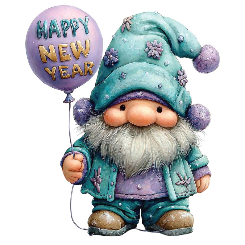 Watercolor New Year Gnome Set: Whimsical Festive Art Bundle 35 PNG - Etsy