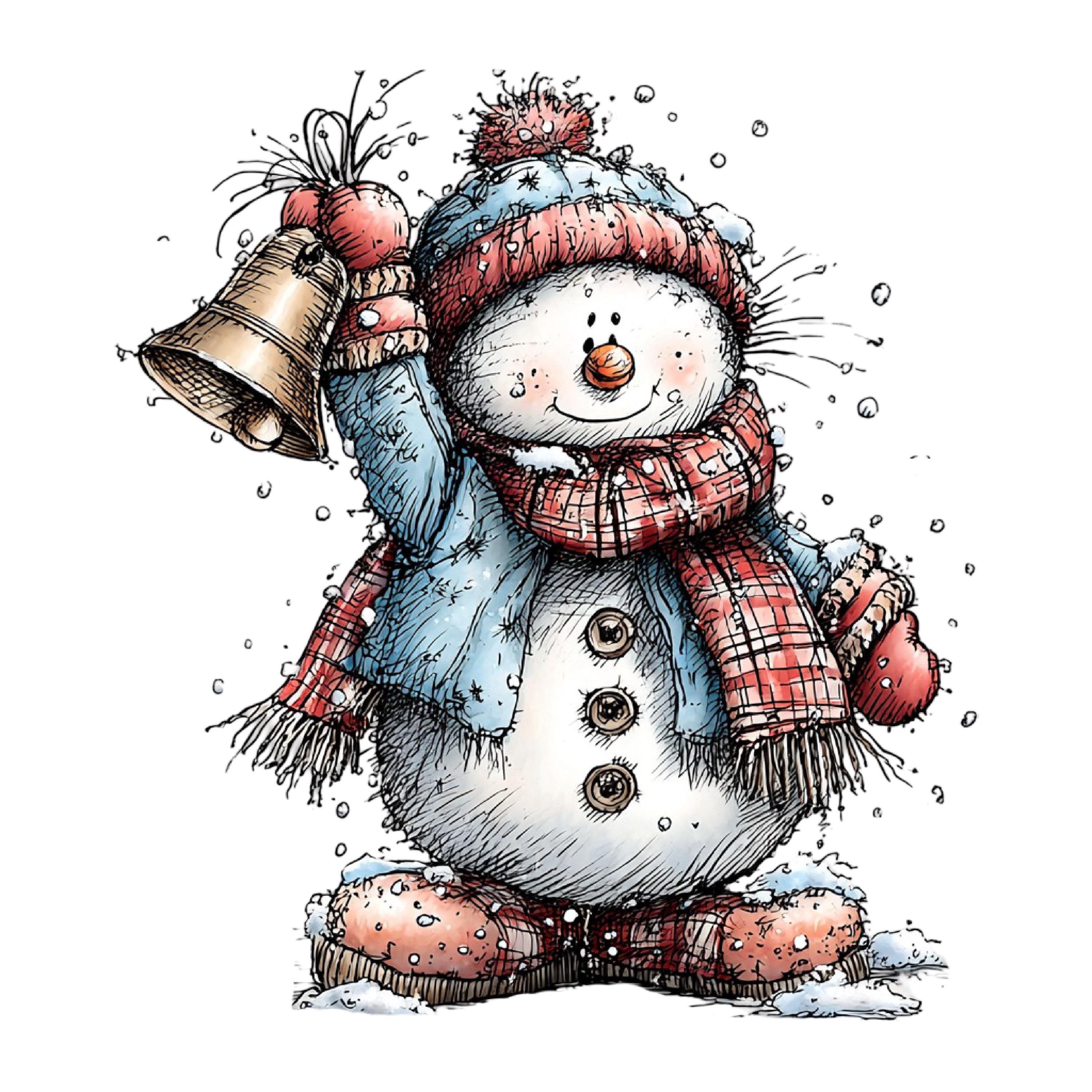 Whimsical Christmas Snowman PNG Set: Festive Watercolor Clipart Bundle ...