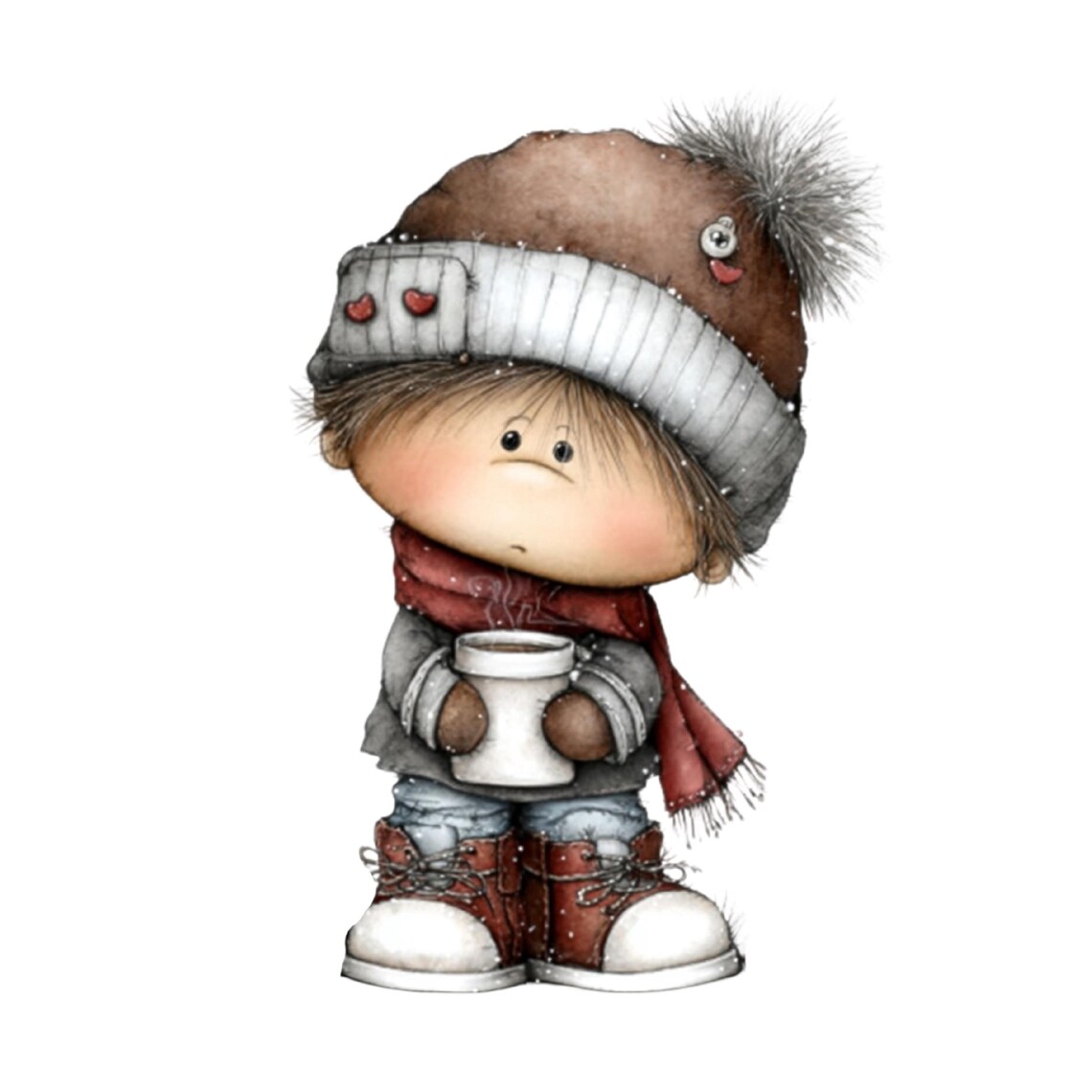 Whimsical Winter Kids Clipart: Cute Holiday PNG Bundle (digital ...