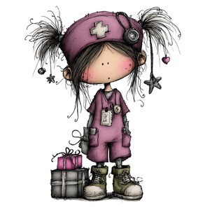 Whimsical Christmas Nurse Girls Clipart – Cute Holiday Medical PNG ...