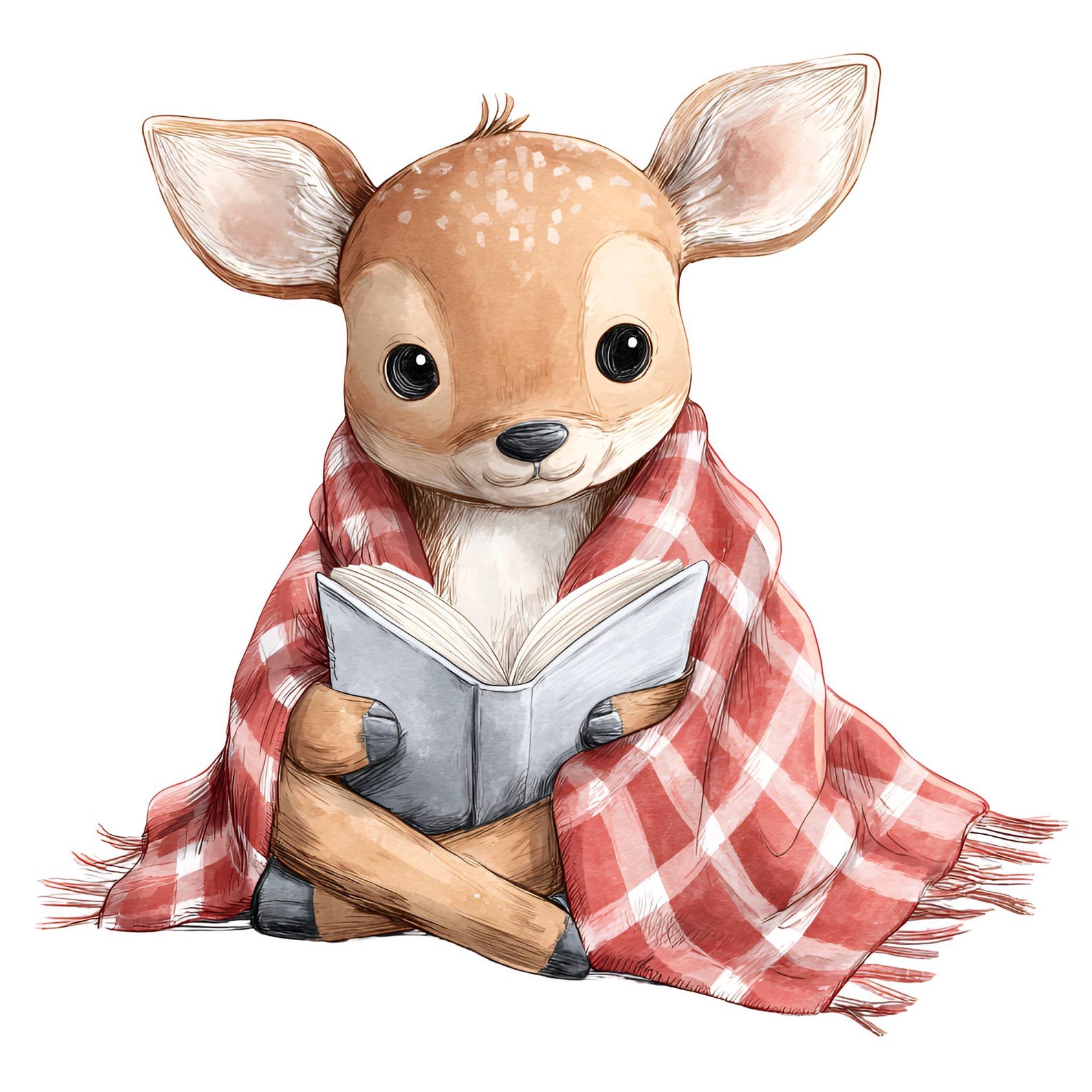 Winter Animals Reading Clipart: Cute Holiday Bookish PNG Images ...