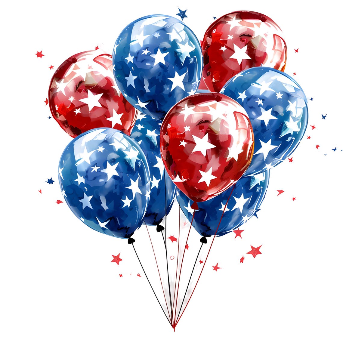 12 PNG 4th of July Balloons Clipart Images,watercolor Clipart ...