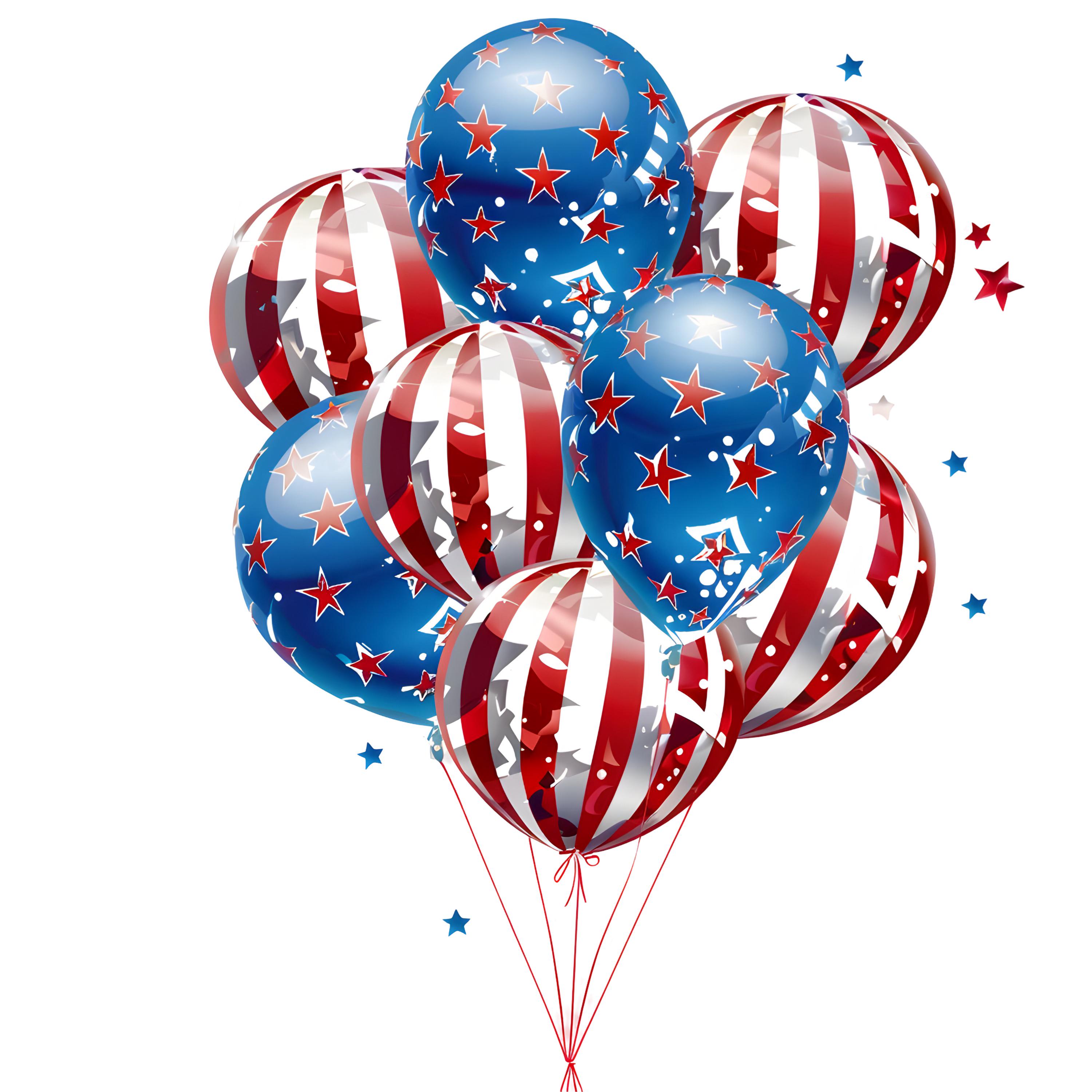12 PNG 4th of July Balloons Clipart Images,watercolor Clipart ...