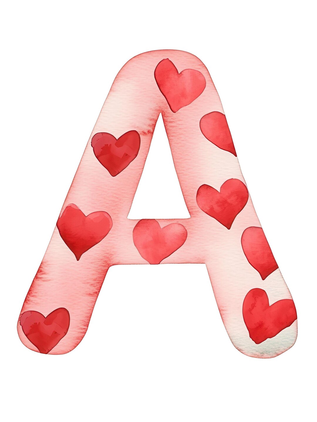 Valentine Heart Alphabet Clipart – Watercolor Romantic Letter PNG Set ...