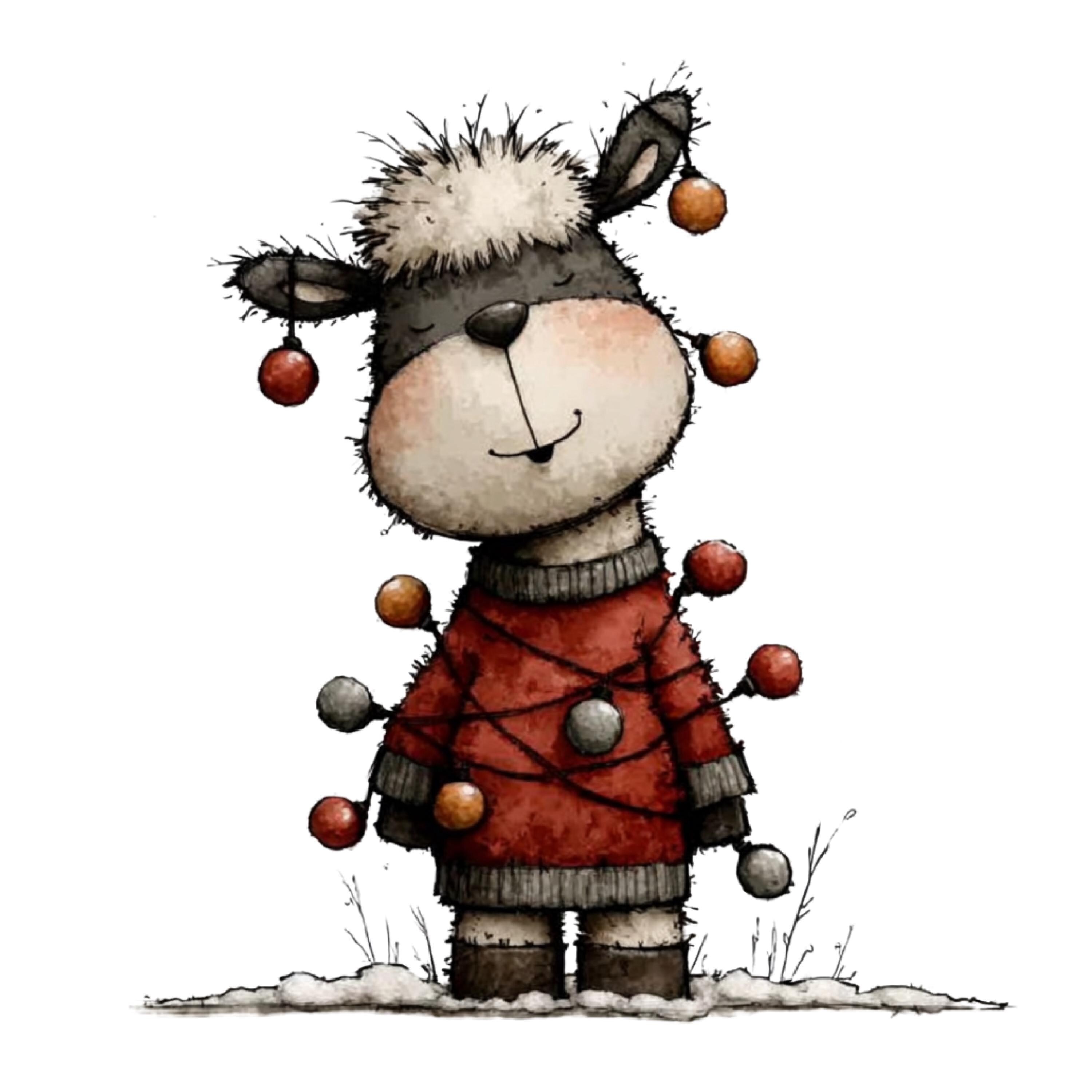 Quirky Christmas Animals Clipart – Whimsical Holiday Creatures PNG ...