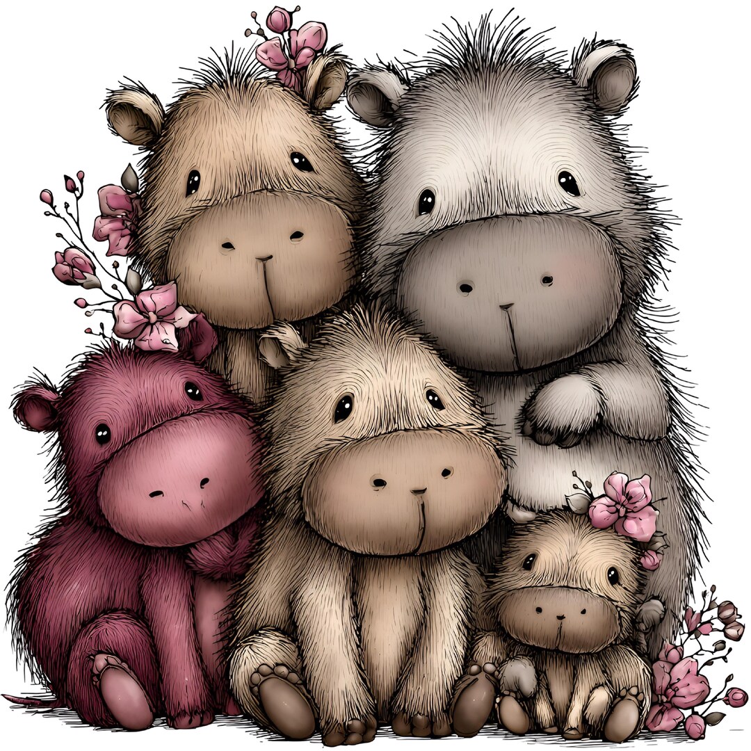 Cute Capybara Nursery Clipart – Gentle Baby Animal PNG Set (instant ...