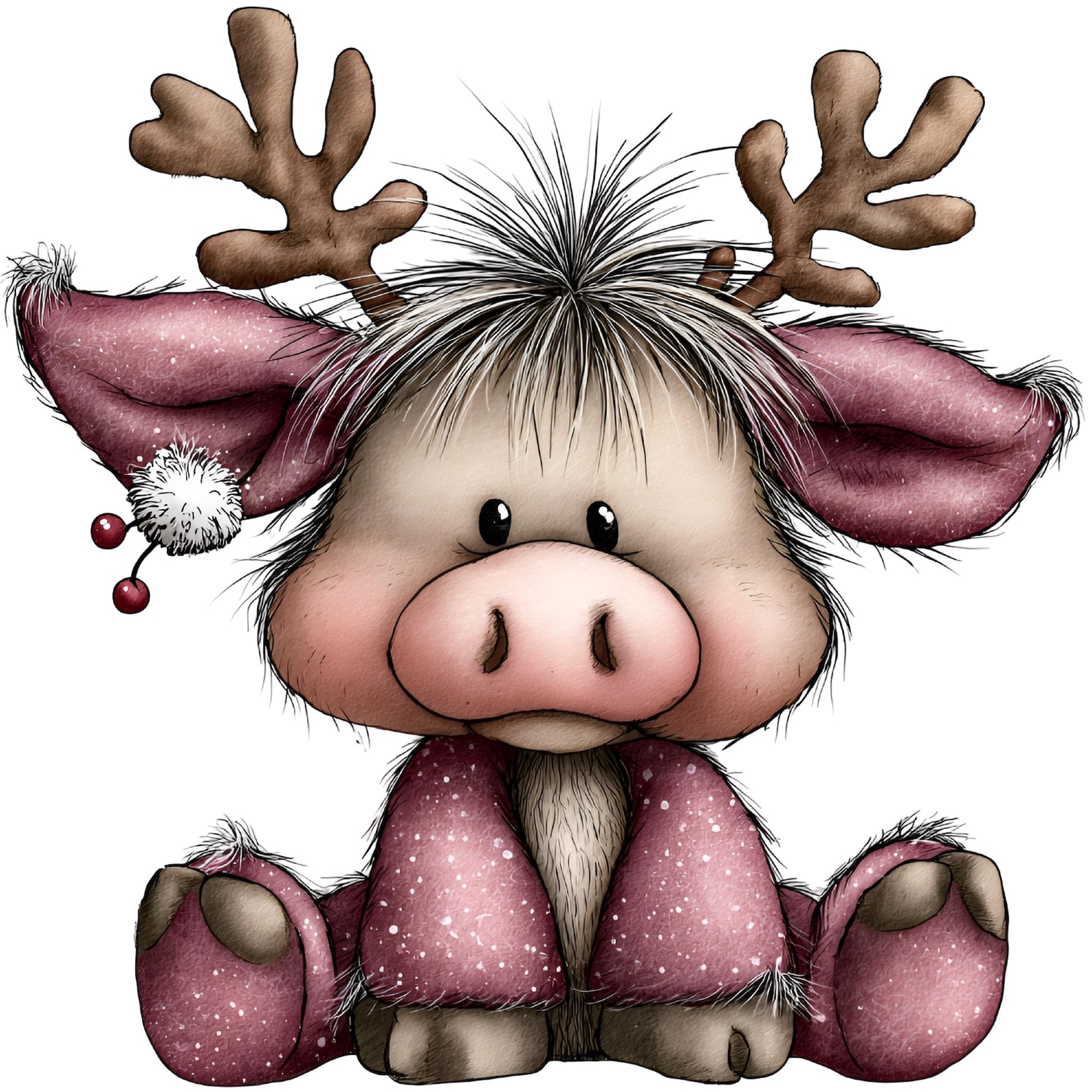 Farm Animals Christmas Clipart – Rustic Holiday PNG Set (instant ...