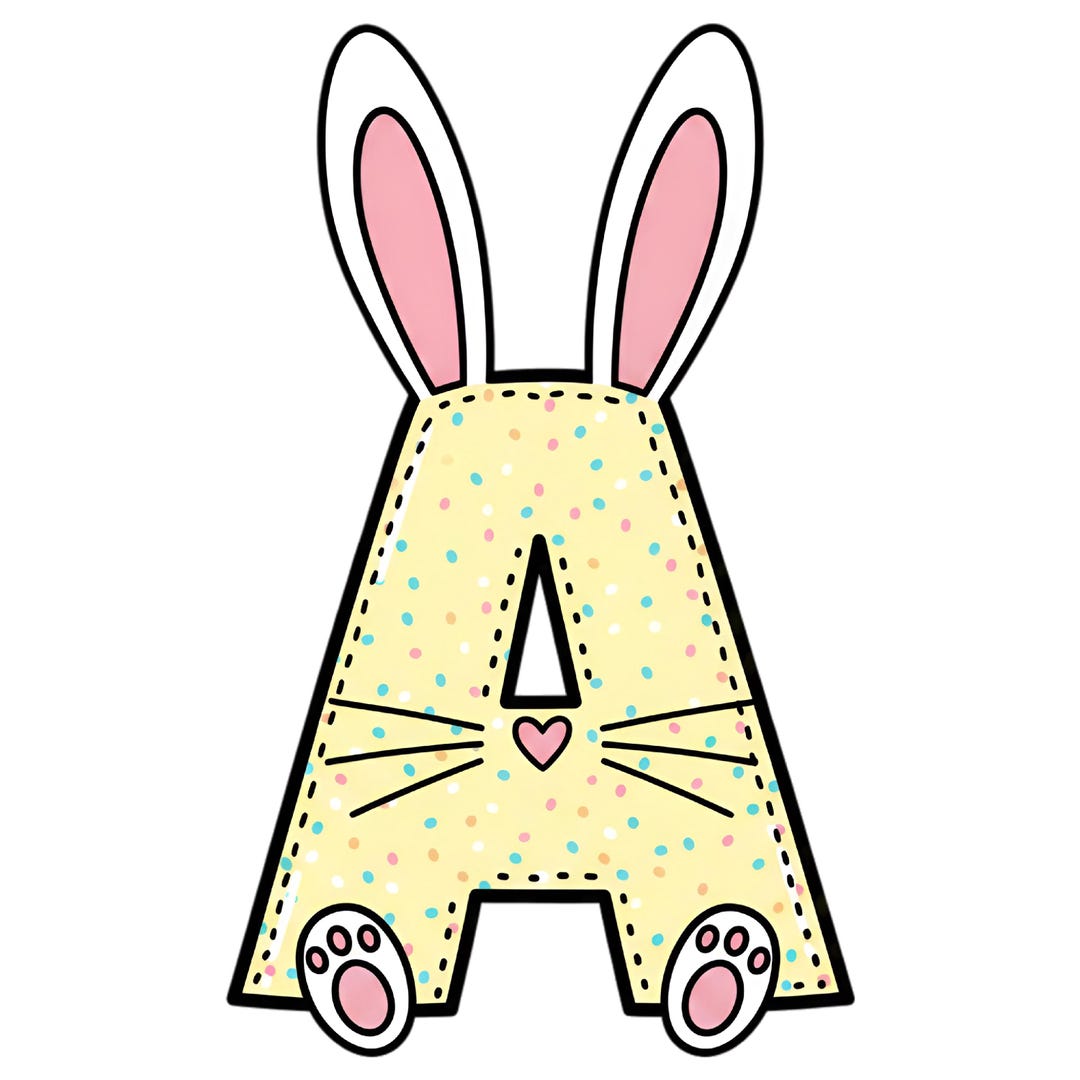 Easter Bunny Alphabet Illustration Set: Spring Holiday Letter Art 36 ...