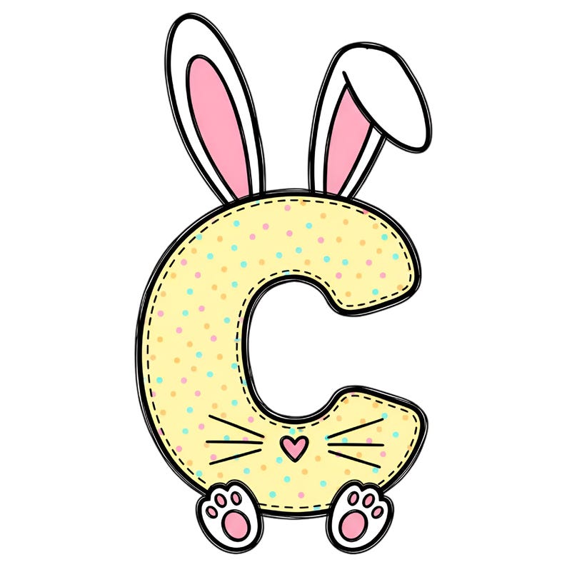 Easter Bunny Alphabet Illustration Set: Spring Holiday Letter Art 36 ...