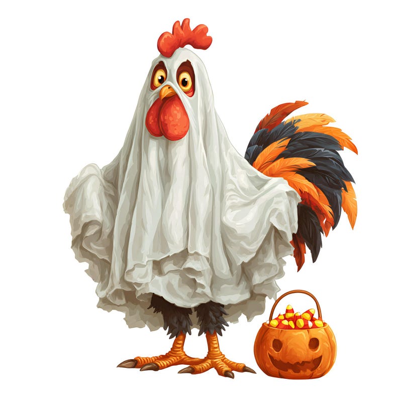 Halloween Animals Clipart Bundle: Spooky Goose, Cow, Rooster, Horse ...