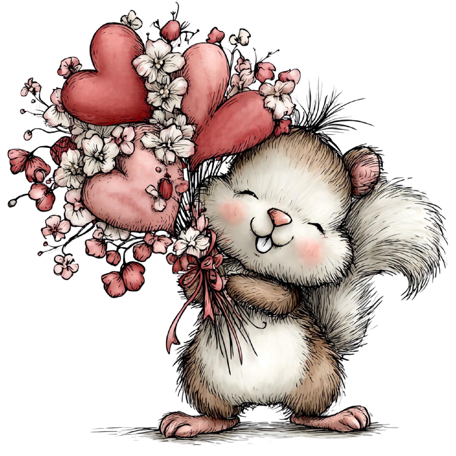 Valentine Animals PNG Set: Romantic Watercolor Love Clipart Bundle 42 ...