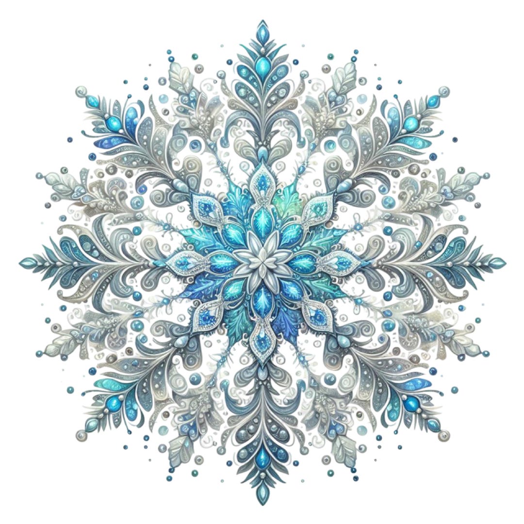 26 Watercolor Snowflake Png Clipart Bundle,christmas Clipart,instant ...