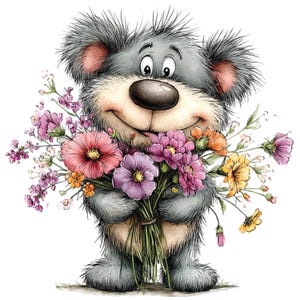 Spring Teddy Bear Illustration Set: Seasonal Animal Character Art 38 ...