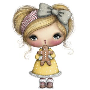 Whimsical Christmas Girl Clipart: Holiday PNG Set for Crafts & Cards ...