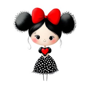 Cute Girl Clipart: Whimsical Watercolor PNG for Crafts & Stickers ...