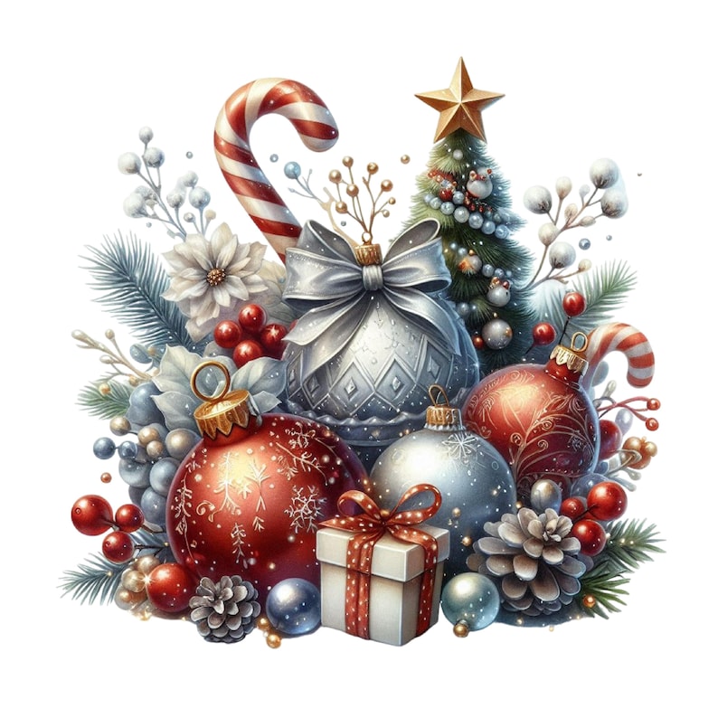 39 Watercolor Christmas Ornament Clipart,christmas Digital Download ...