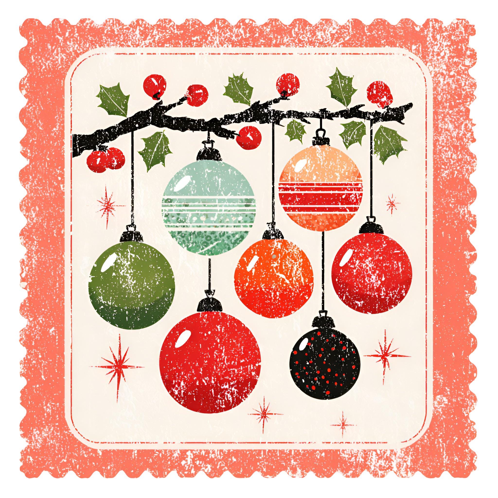 Christmas Postage Stamps Clipart: Holiday Mail PNG Images (digital ...