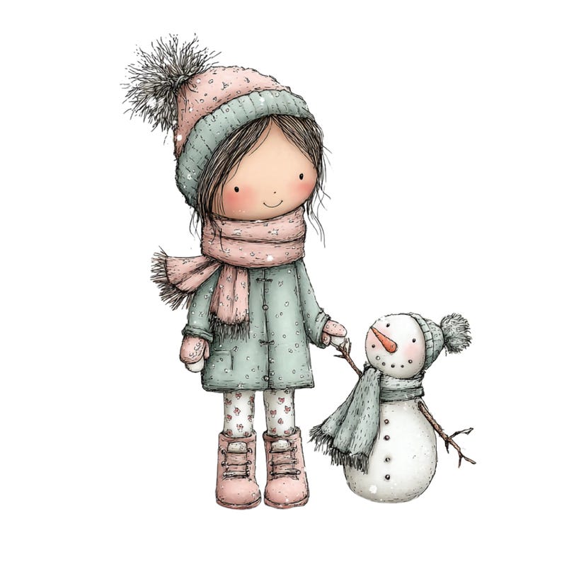 Christmas Little Girl Clipart: Cute Holiday PNG Bundle (digital ...