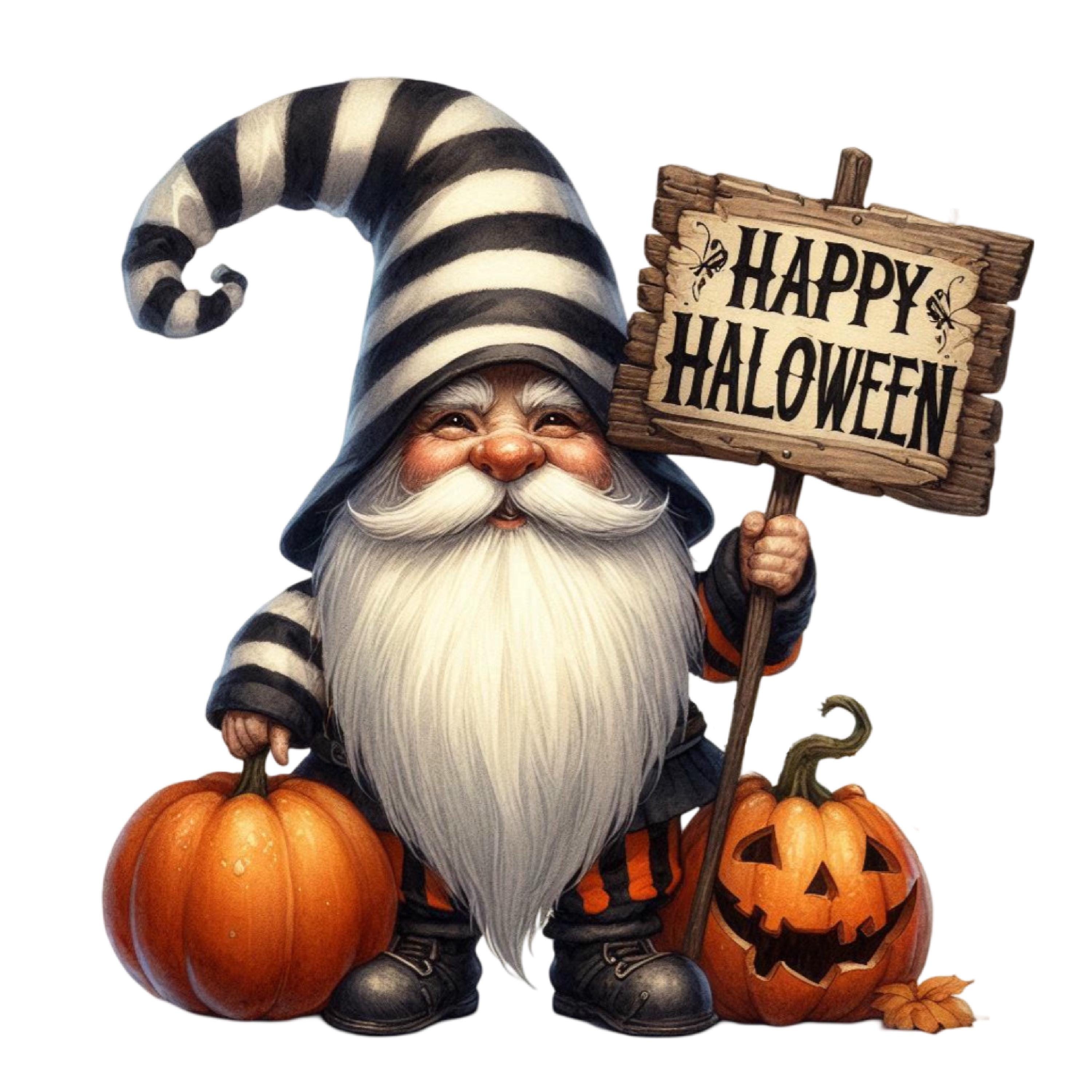 Watercolor Halloween Gnome Clipart: 18 Pngs, Commercial Use (digital ...