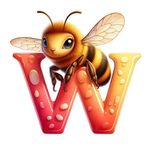 Bee Alphabet Letters & Numbers Clipart: Cute Honey PNG Images (digital ...
