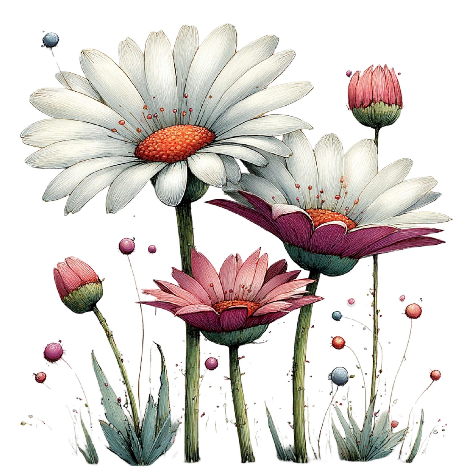 Spring Daisy Flower Illustration Set: Seasonal Floral Art 31 PNG - Etsy