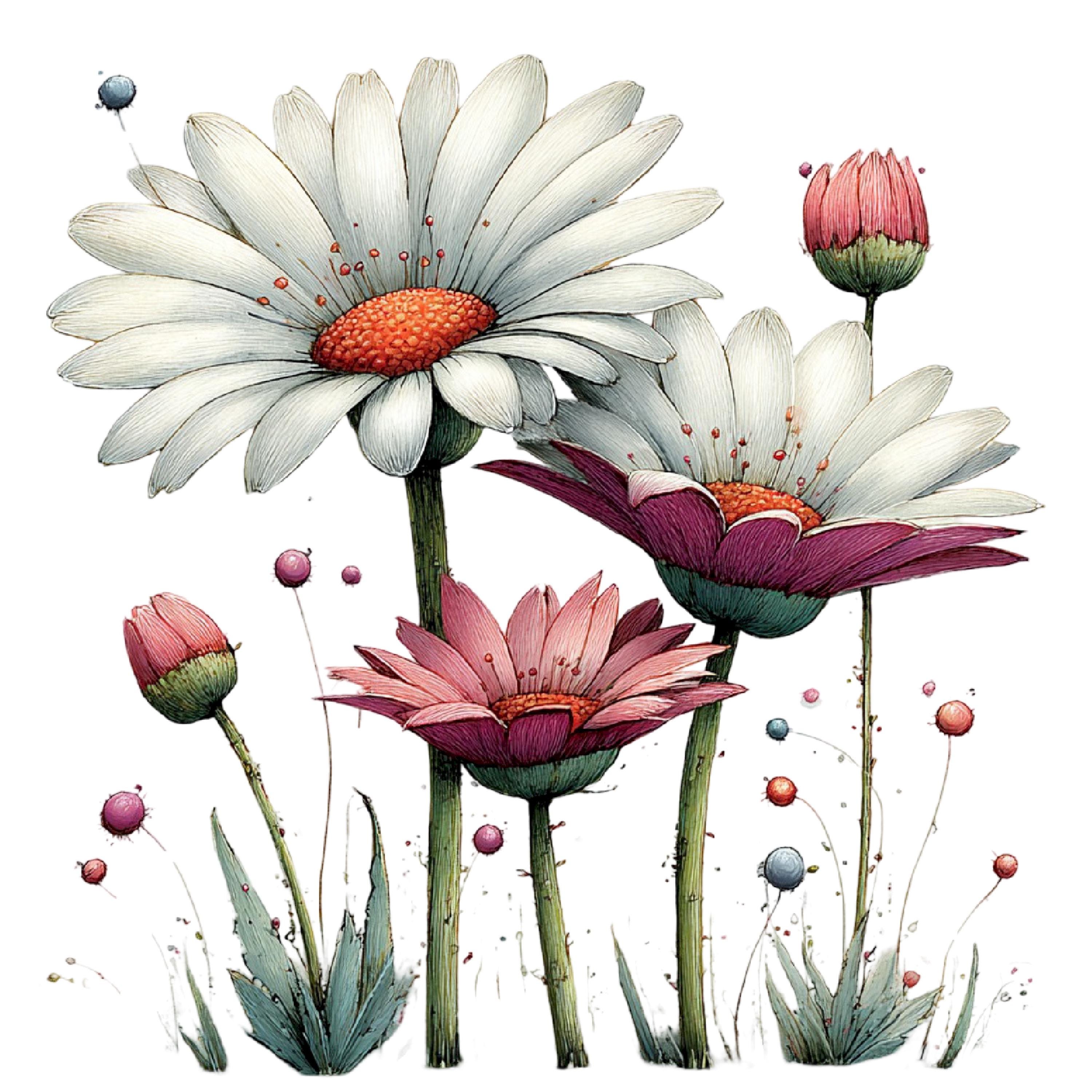 Spring Daisy Flower Illustration Set: Seasonal Floral Art 31 PNG - Etsy