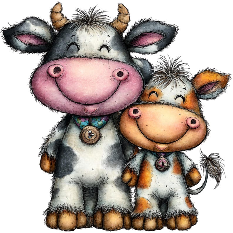 Whimsical Funny Farm Animals PNG Set: Watercolor Clipart Bundle 38 PNG ...