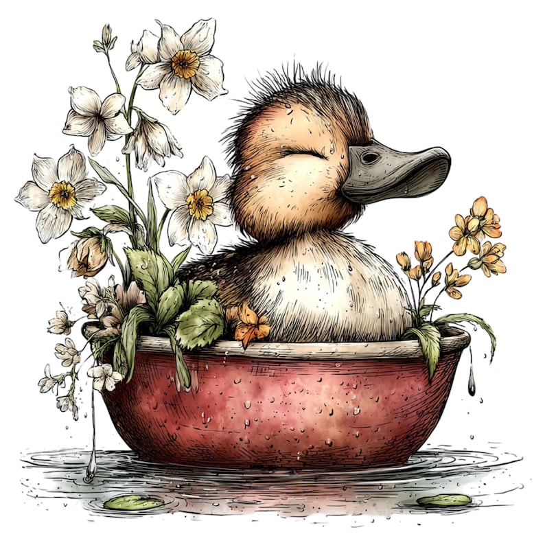 Conjunto de Ilustrações de Patos da Primavera: Arte Divertida com ...