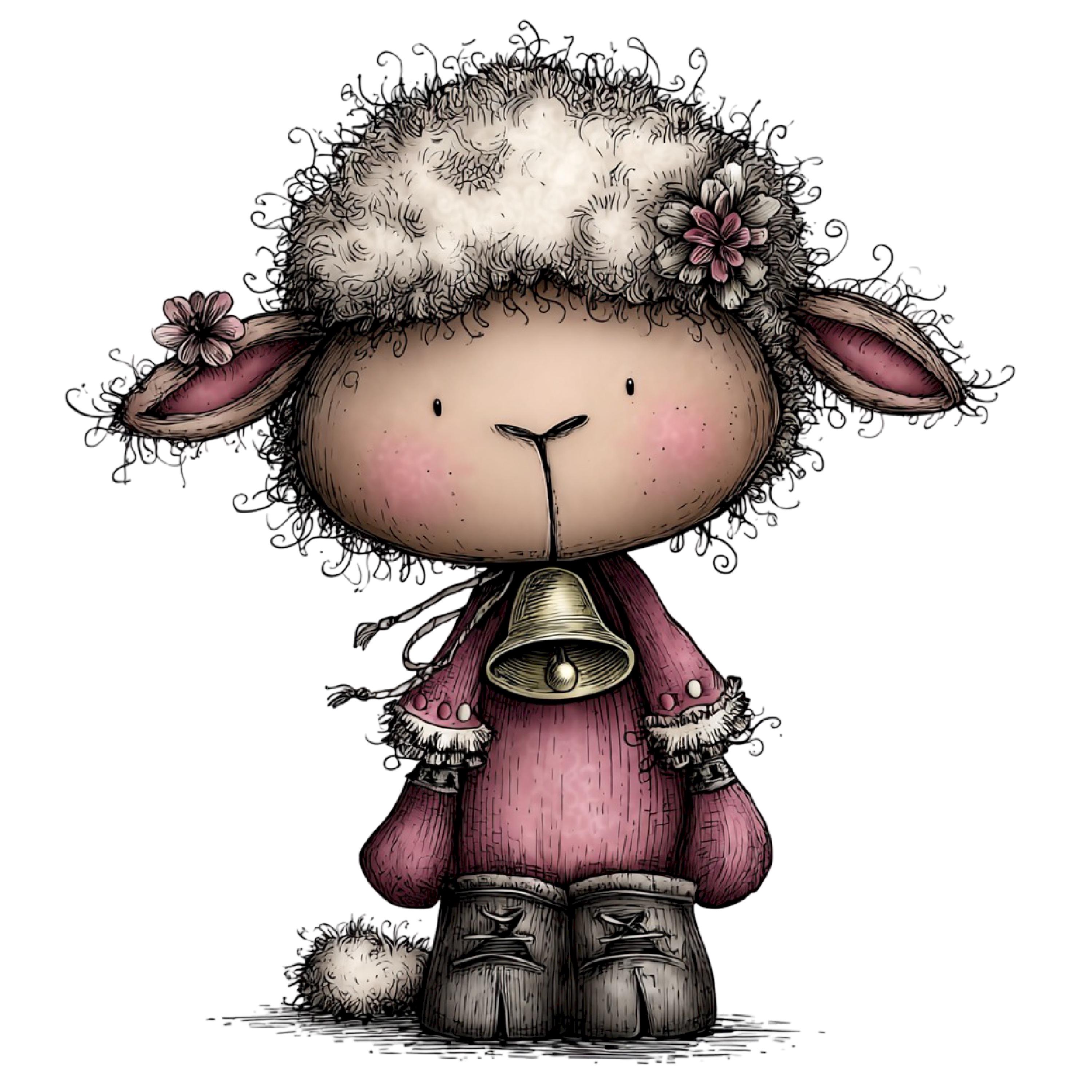 Whimsical Christmas Sheep Clipart – Cute Holiday Farm Animal PNG Bundle ...