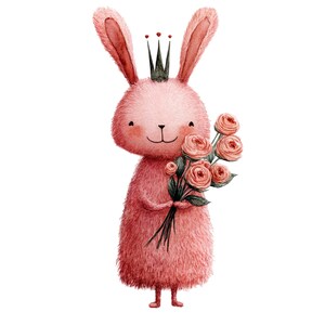 Whimsical Valentine Bunny Clipart – Cute Love Rabbit PNG Set (digital ...