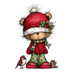 Whimsical Christmas Teddy Bear Clipart – Cute Holiday Bear PNG Set ...