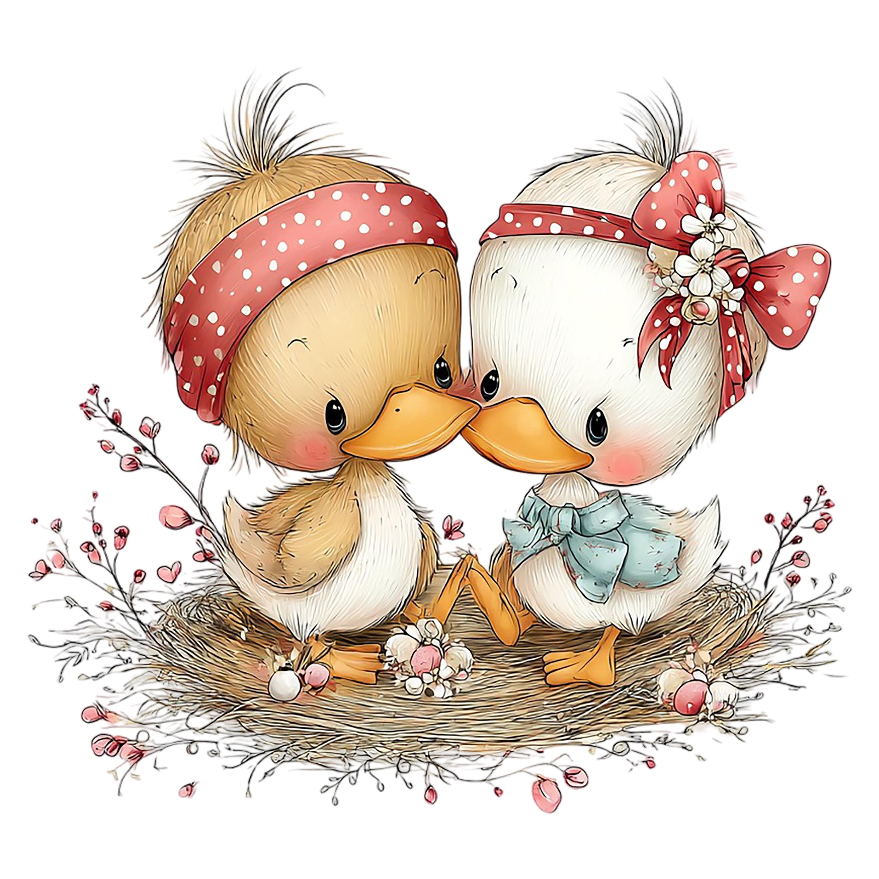 Whimsical Duck Couple Set: Romantic Animal Art Bundle 48 PNG - Etsy