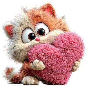 Kissy Kitty Valentine Illustration Set: Love-themed Animal Character ...