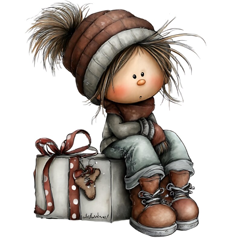 Christmas Little Girl Clipart 2 : Cute Holiday PNG Bundle (digital ...