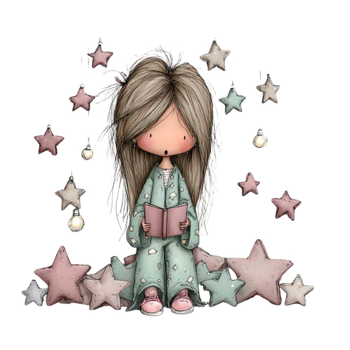 Christmas Little Girl Clipart: Cute Holiday PNG Bundle (digital ...