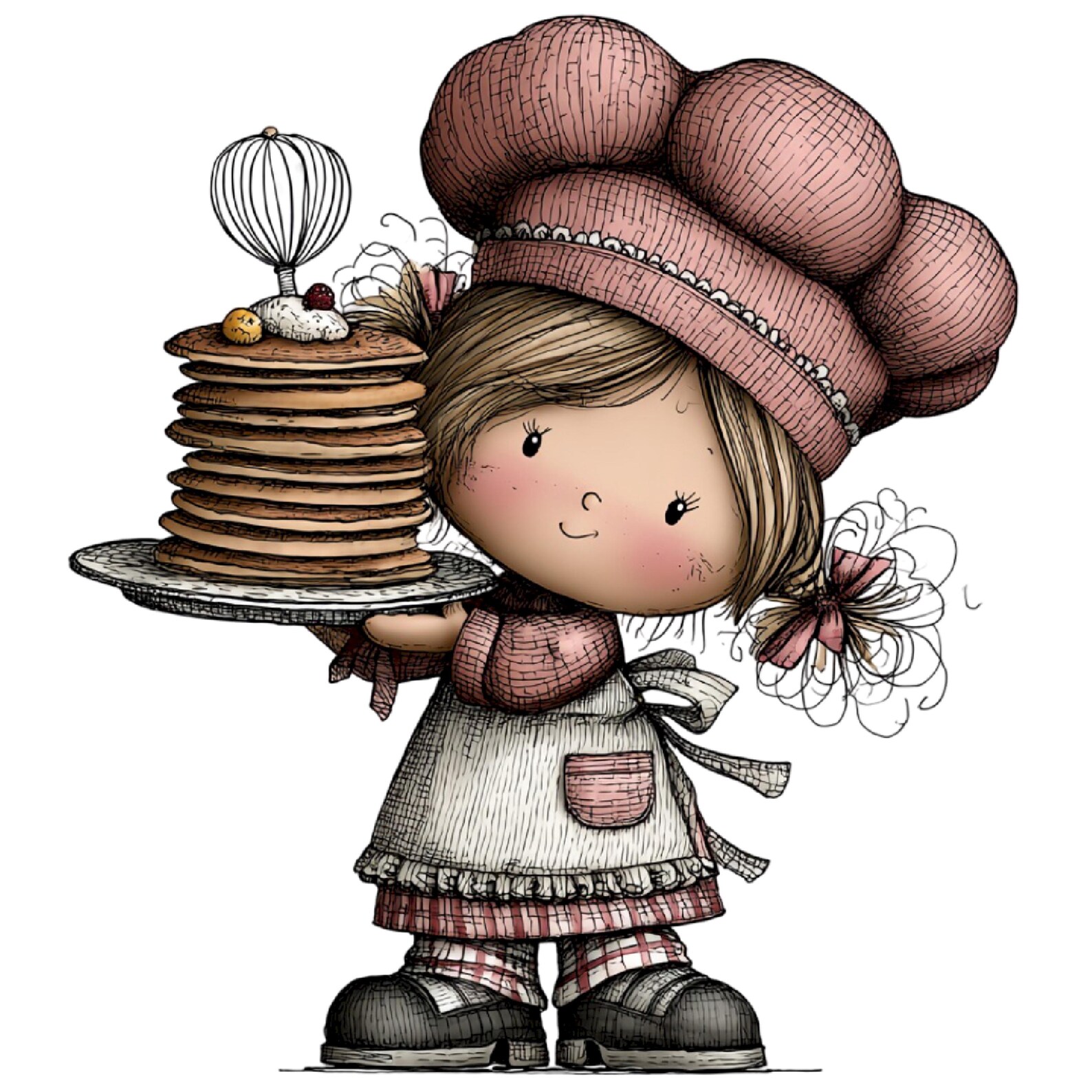 Whimsical Little Girl Chef Hat Clipart – Cute Cooking PNG Bundle ...