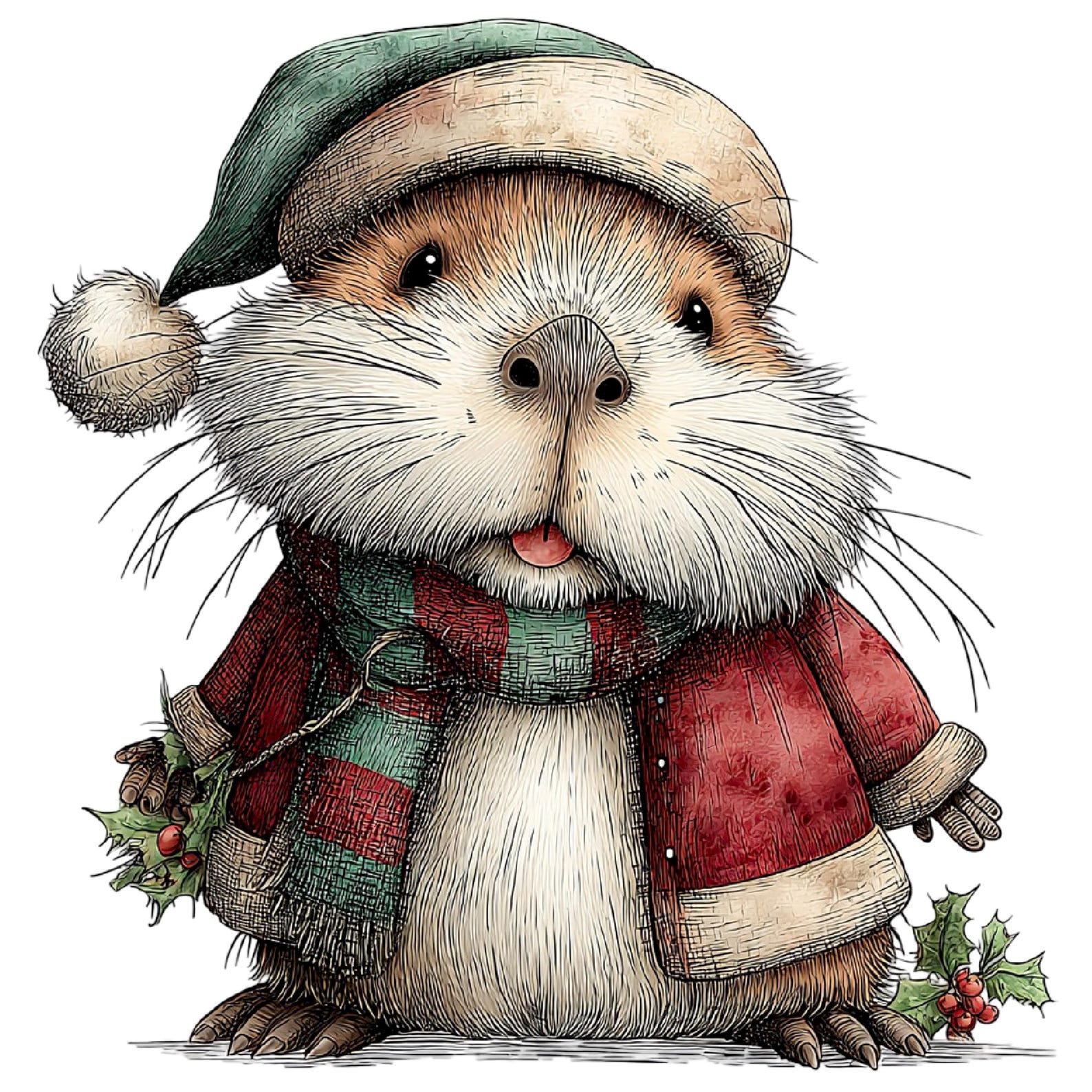 Christmas Capybara Clipart – Whimsical Watercolor Holiday Animal PNG ...