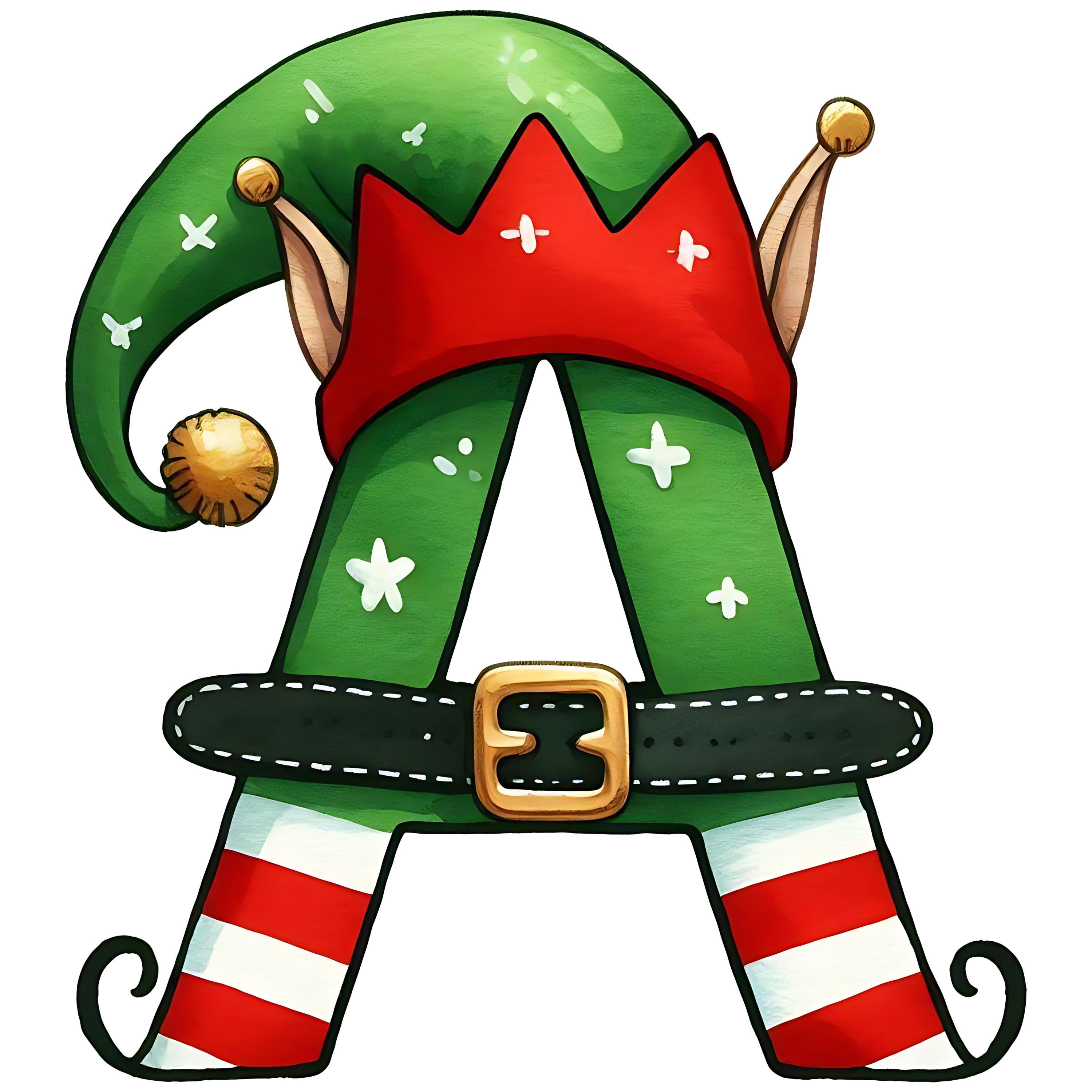 Christmas Elf Alphabet Clipart: Festive Holiday Letters & Numbers PNG ...