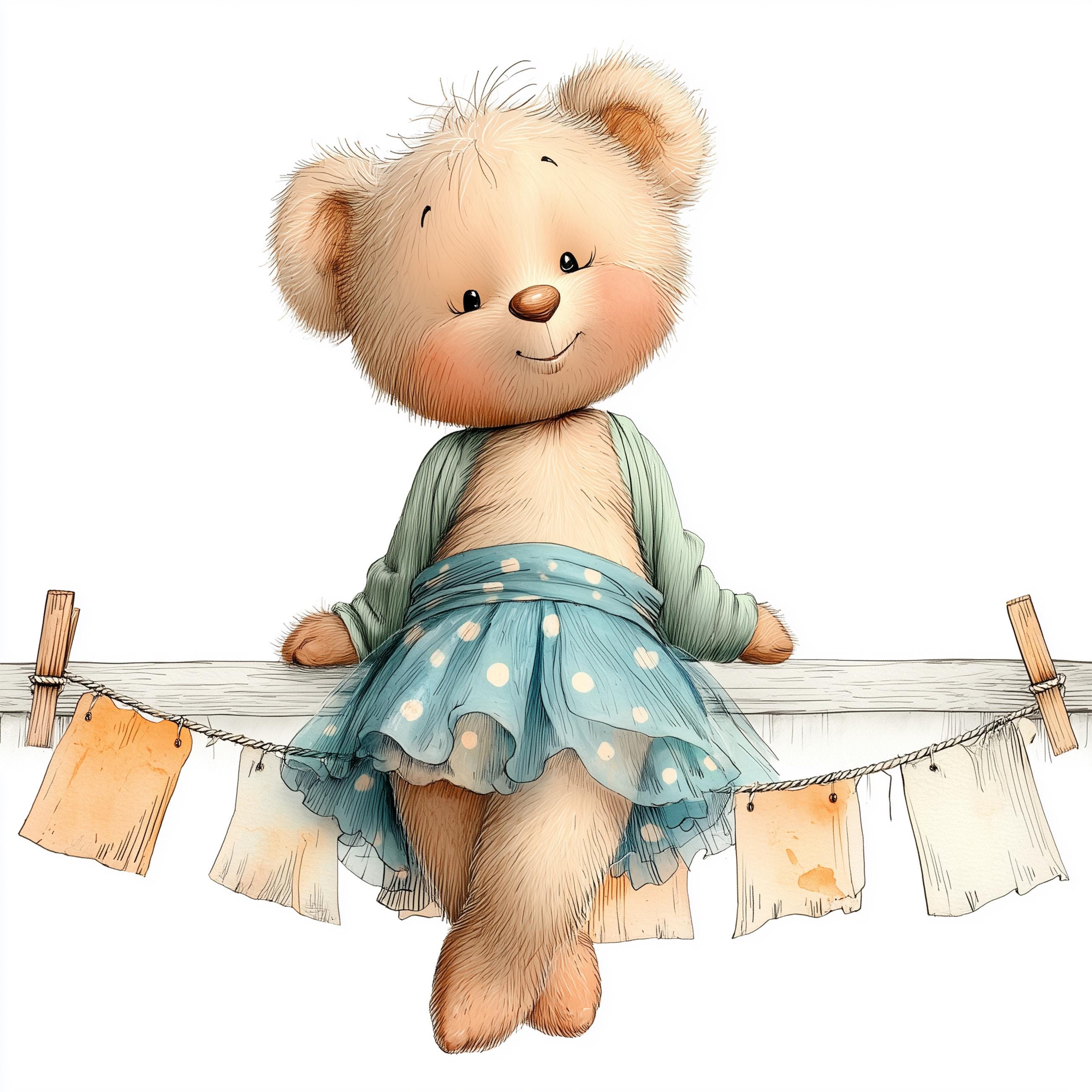 12 PNG Spring Teddy Bear Clipart Set Bundle,instant Download,commercial ...