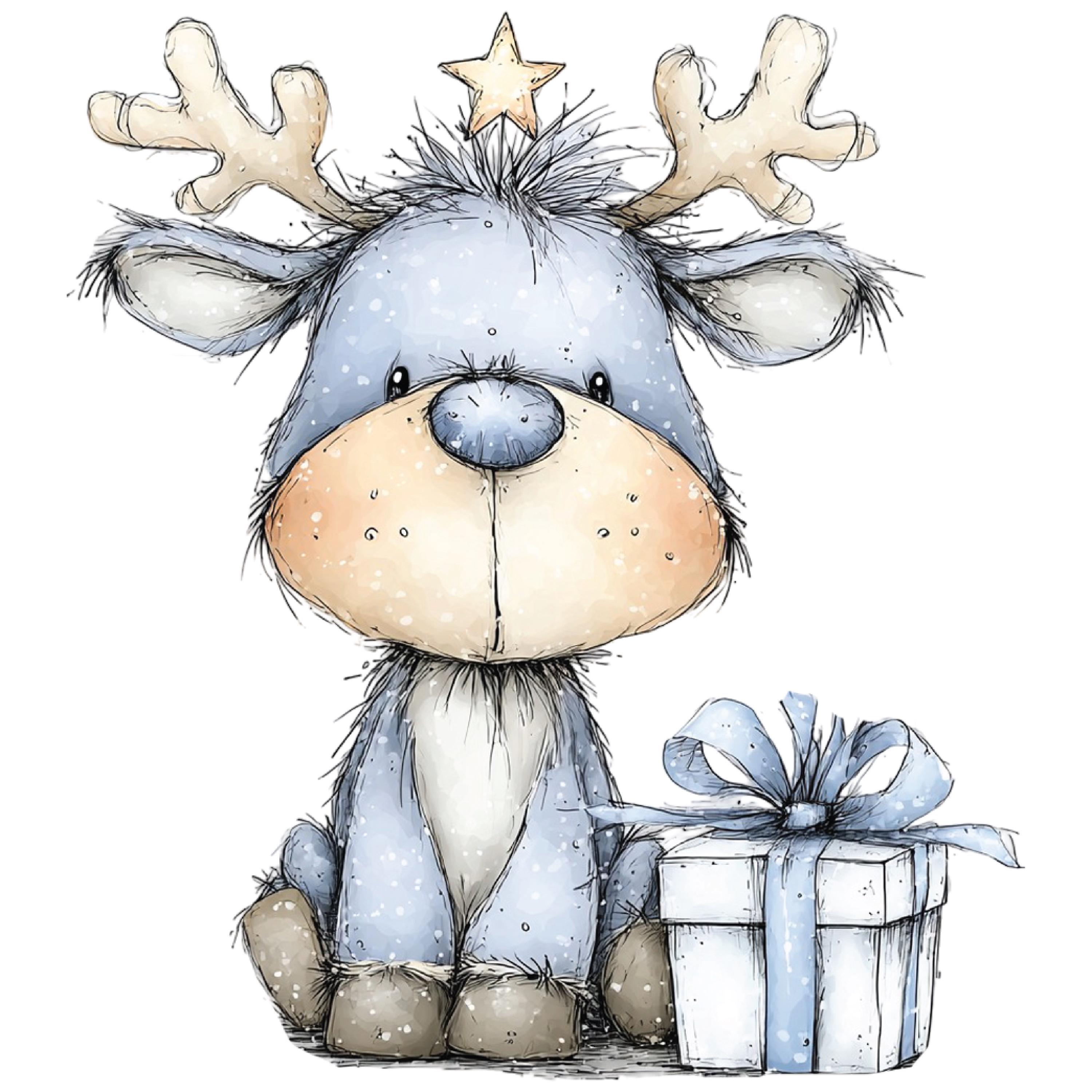 Whimsical Christmas Reindeer Clipart – Cute Holiday Deer PNG Set ...