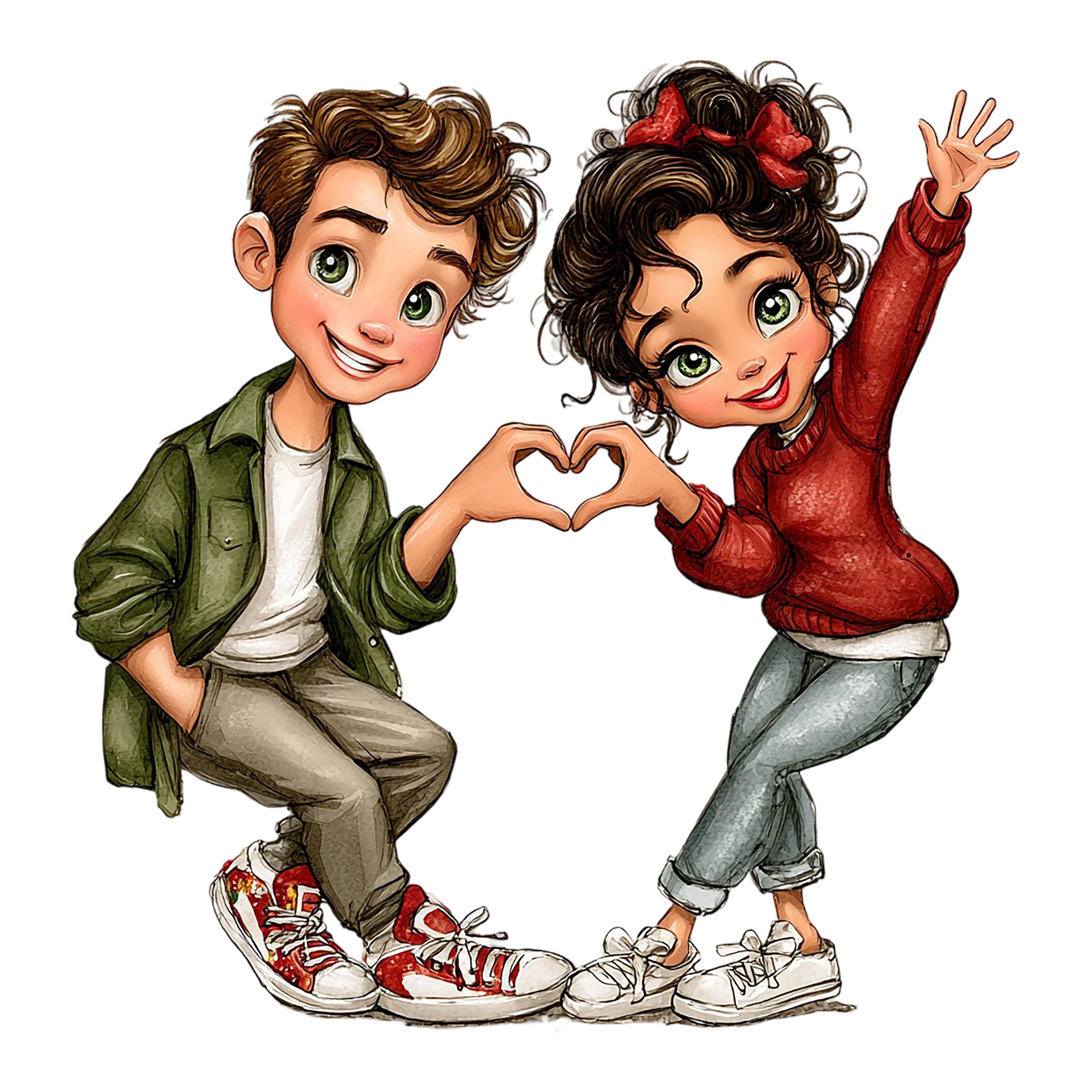Whimsical Romantic Lovers Set: Heart-themed Character Art Bundle 34 PNG ...