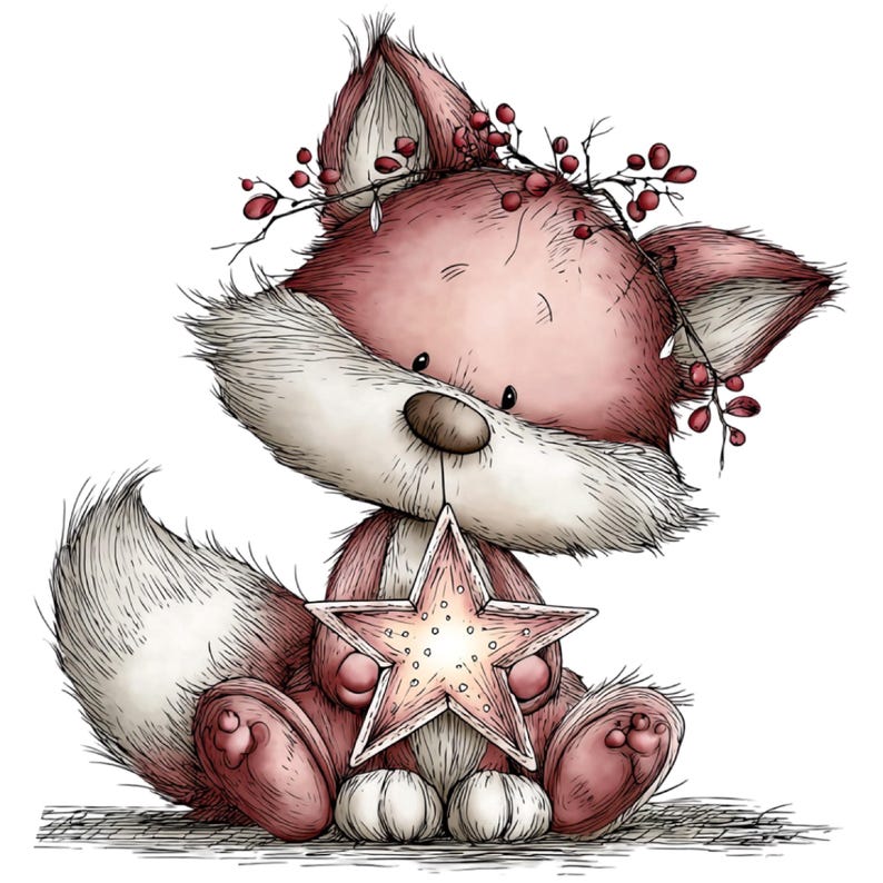 Whimsical Woodland Christmas Animals: Cute Holiday Clipart PNG Set ...