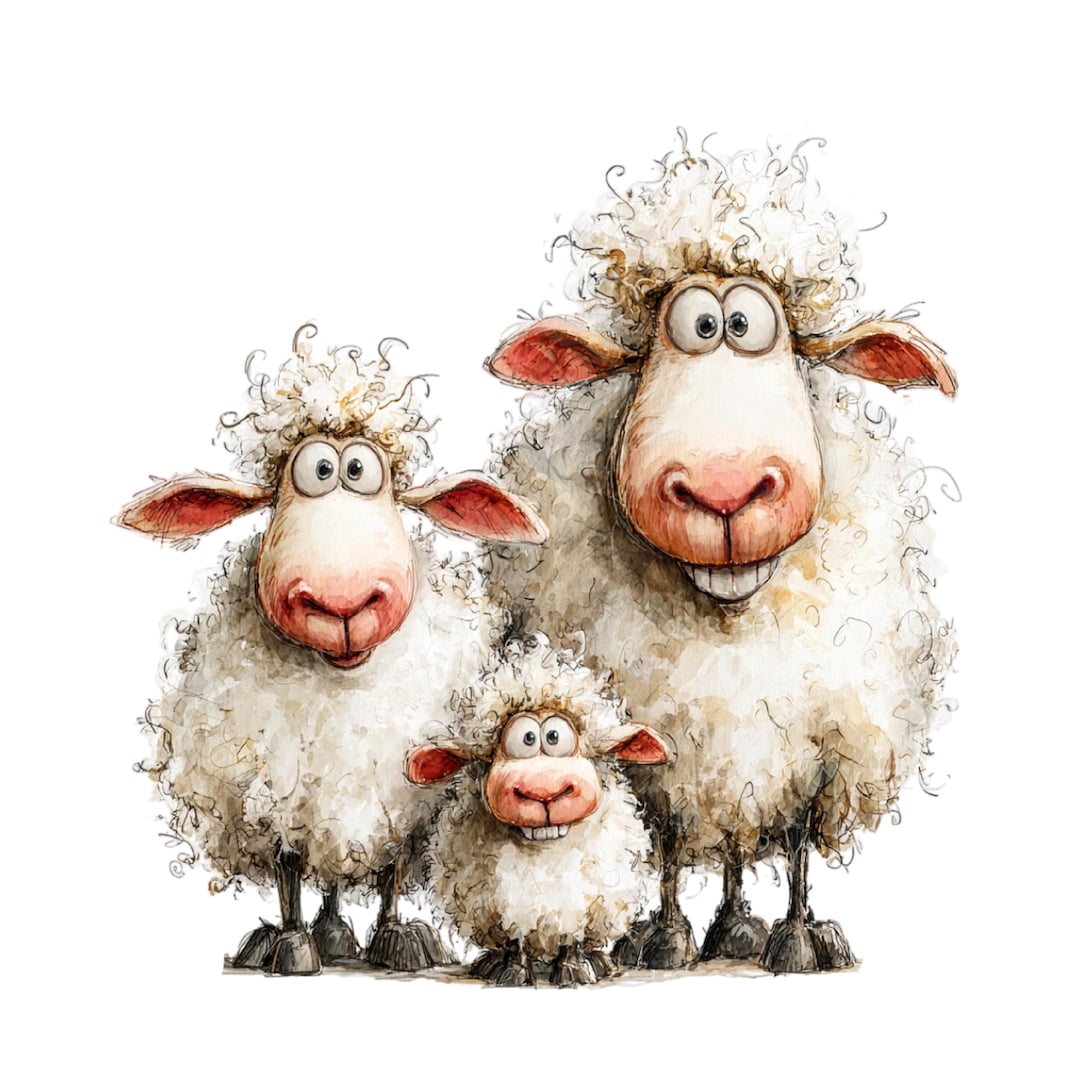 Quirky Sheep Clipart: Funny Farm Animal PNG Images (digital Download ...