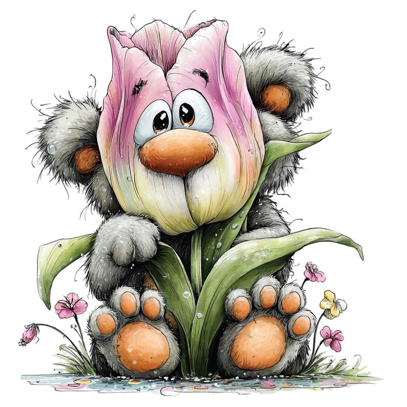 Spring Teddy Bear Illustration Set: Seasonal Animal Character Art 38 ...
