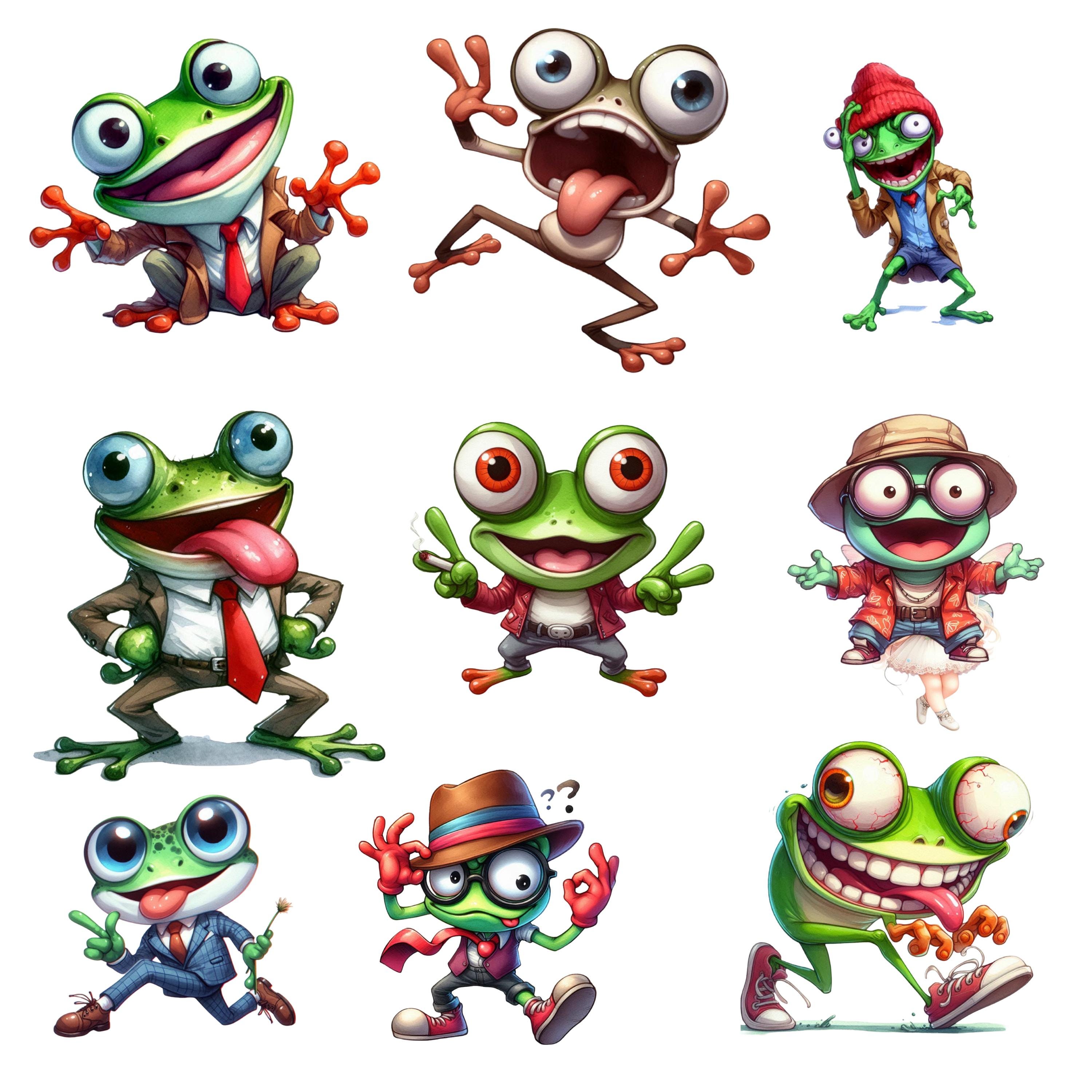 27 PNG Cute Frog Clipart Bundle, Funny Frog Clipart,watercolor Clipart ...